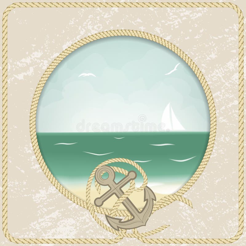 Postal Del Mar Del Vintage. Fondo Del Vector. Ilustración del Vector ...