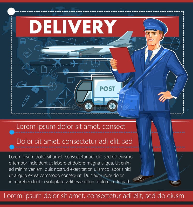 Postal Delivery By Different Types Of Transport. Vector Illustration. A ...