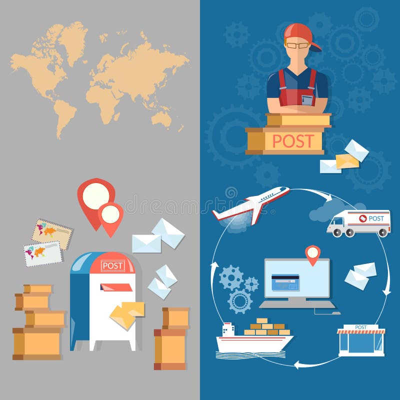 Postal Delivery Post Office Banners Stock Vector - Illustration of ...