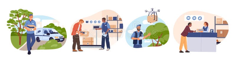 Postal Delivery Service. Post Office. Sending, Receiving and Processing ...