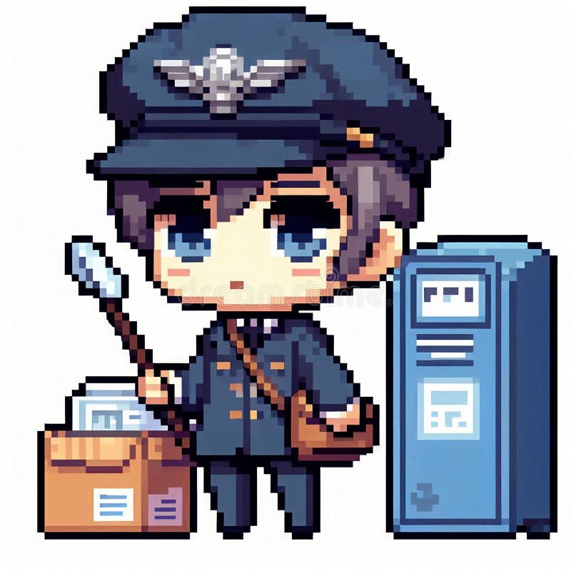 Postal Employee Character Vector Design, Pixel Art Stock Illustration ...