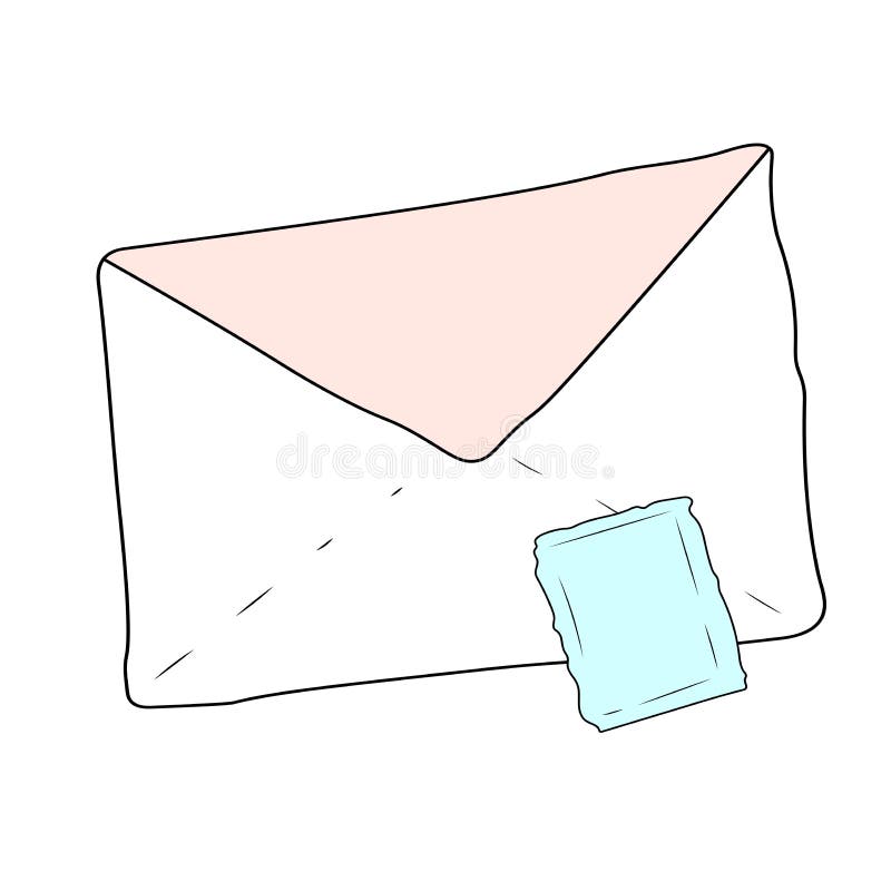 Postal Envelope with Postage Stamp, Blank White Piece for Writing Text ...