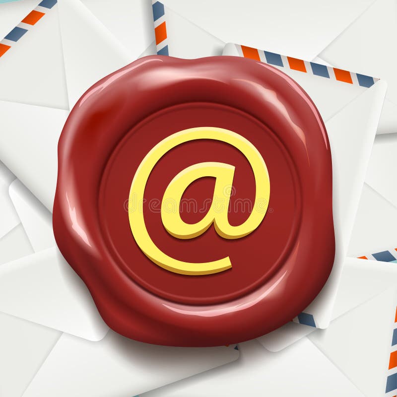 Postal Envelopes. E-mail Sign on the Wax Seal Stock Vector ...