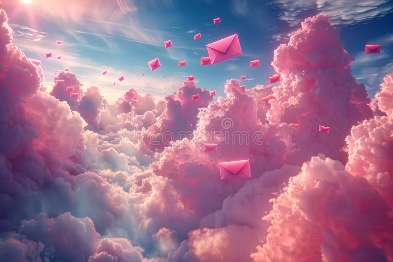 Postal Envelopes Flying Across the Sky. 3d Illustration Stock ...