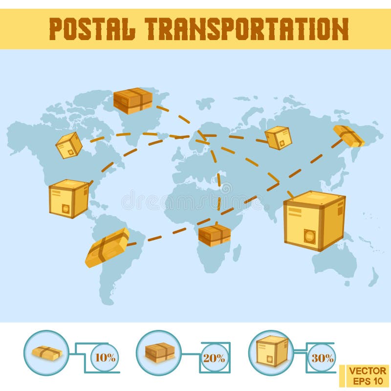 Postal Items Around the World Stock Illustration - Illustration of ...