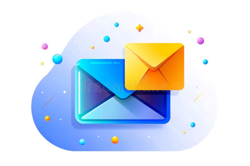 Postal Items, Mail. Blue and Yellow Envelopes Stock Illustration ...