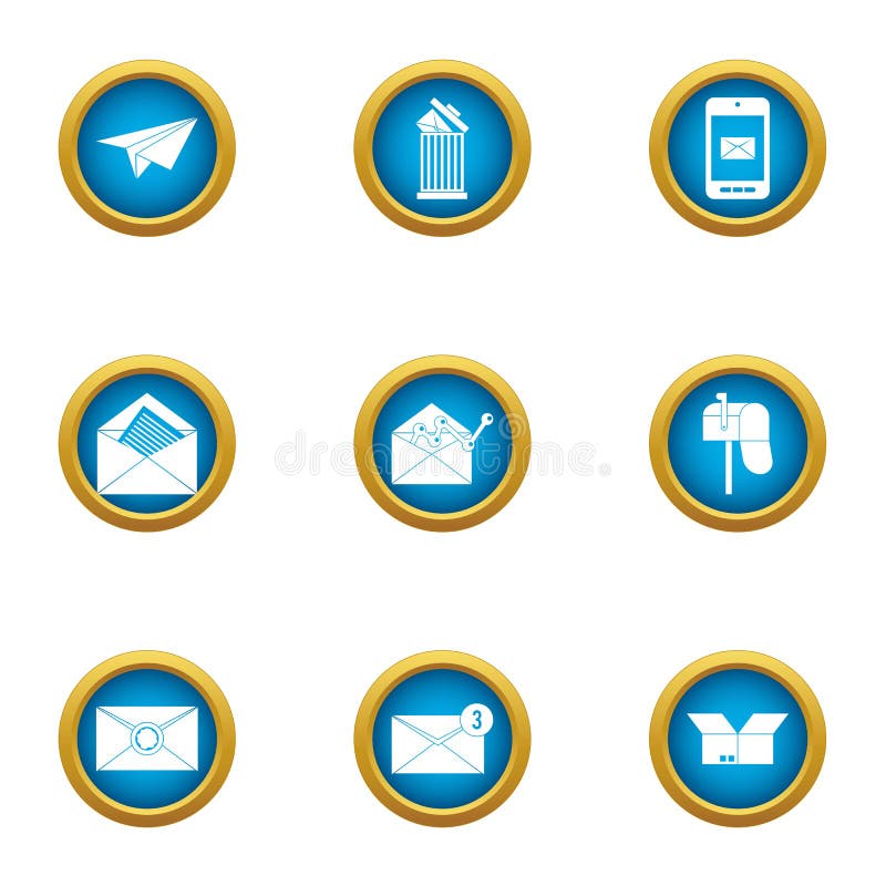 Postal Code Icons Set, Simple Style Stock Vector - Illustration of ...