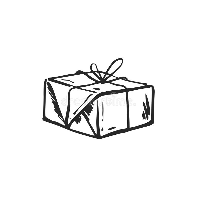 Postal Parcel Sketch. Mail Box Delivery. Vector Hand-drawn Illustration ...