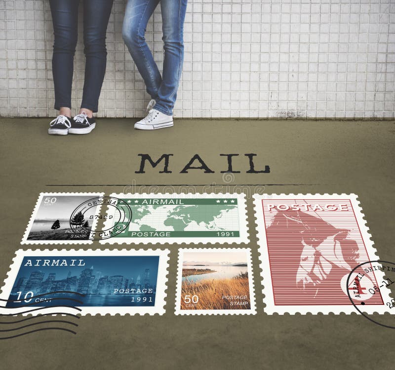 Postal Postage Mail Package Stamp Concept Stock Image - Image of letter ...