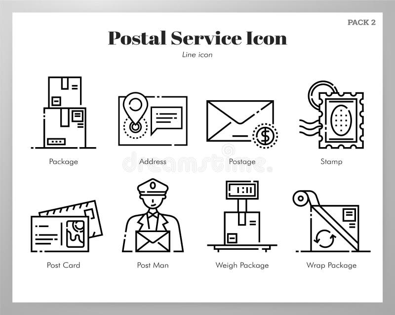 Postal Service Icons Line Pack Stock Vector - Illustration of location ...