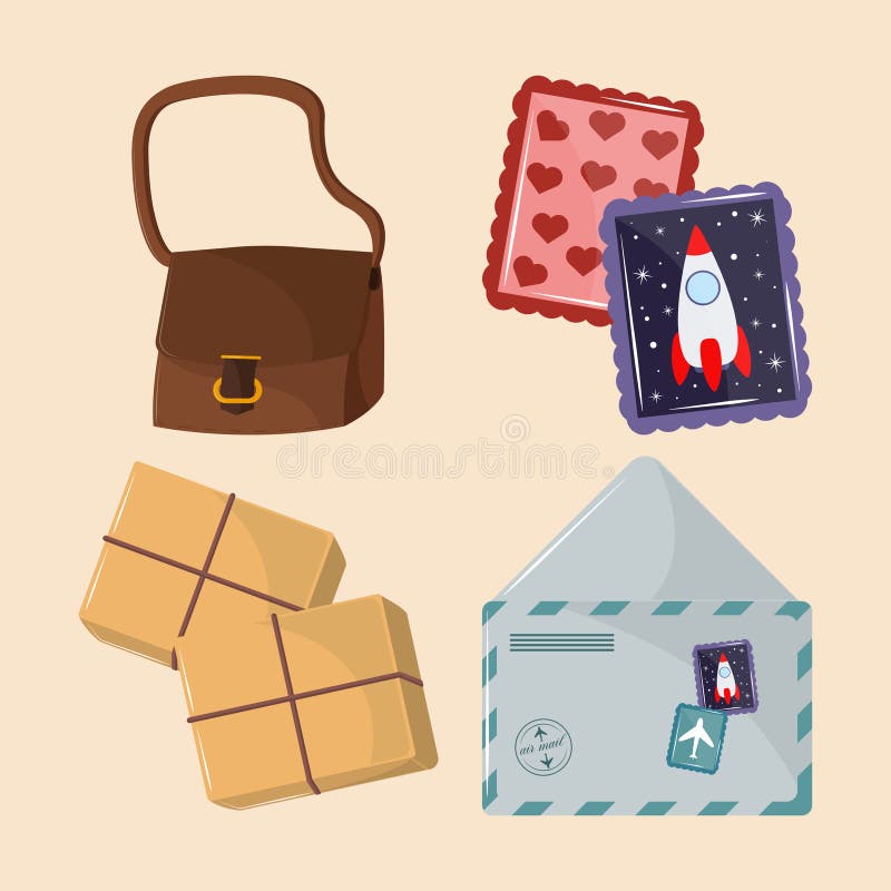 Postal Service Set of Icons Stock Vector - Illustration of office, sign ...