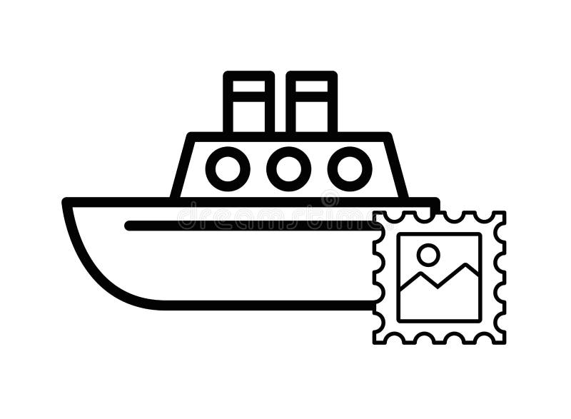 Postal Service Stamp with Ship Boat Stock Vector - Illustration of ship ...