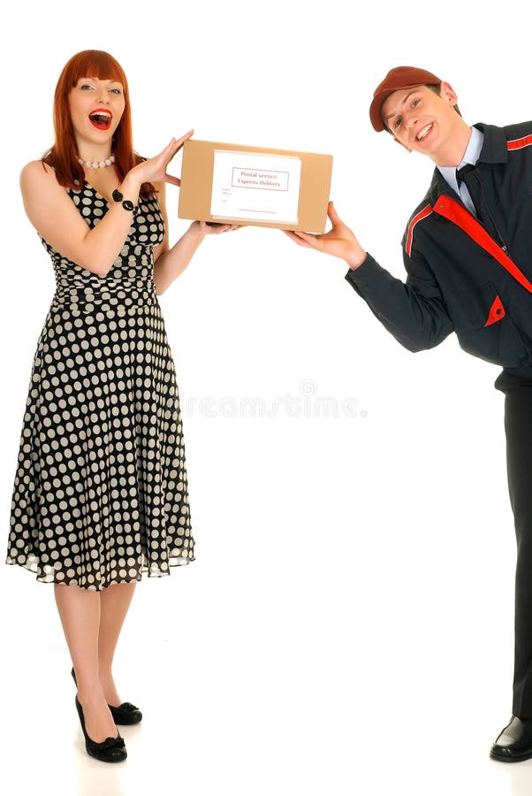 Postal service, woman stock photo. Image of retro, polka - 8266482