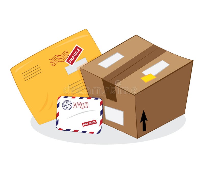Postal Services: Package, Yellow Envelope, Letter Envelope Stock Vector ... Postal Services: Package, Yellow Envelope, Letter Envelope Stock Vector ...
