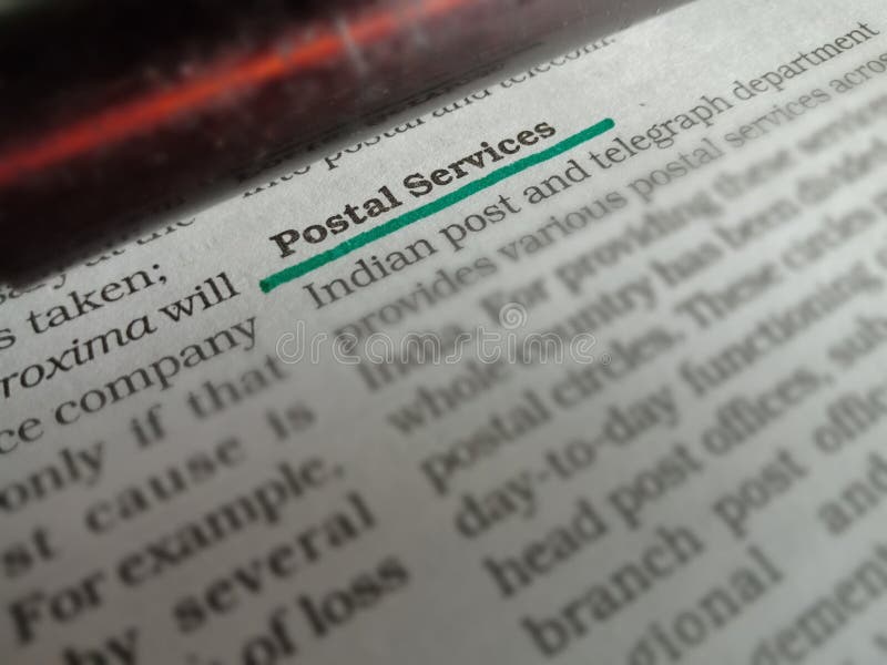 Postal Services Words Displaying on Book Pattern with Underlined Text ...