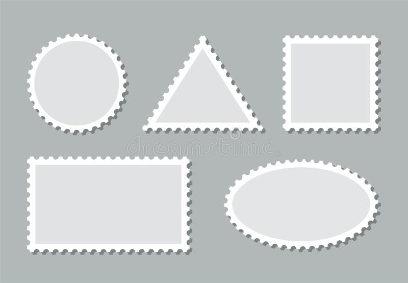 Postal Shapes Border Collection. Paper Postmarks. Empty Stamps Set ...