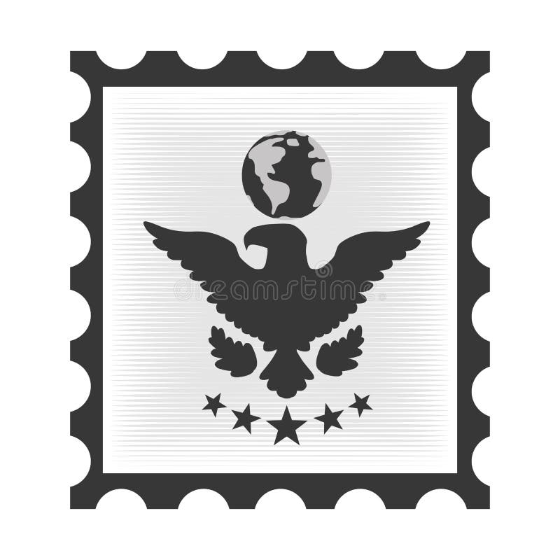 Postal stamp with eagle stock vector. Illustration of emblem - 85923241
