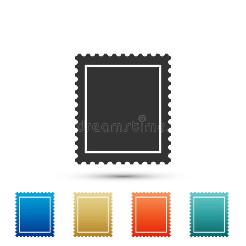 Postal Stamp Icon Isolated On White Background. Set Elements In Colored ...