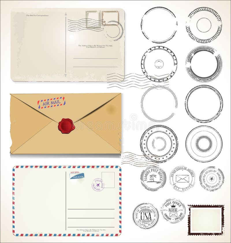 Old Postal Letter with Postmark Stamps. Antique Airmail Letters with ...