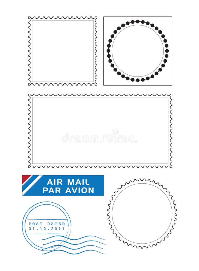 Postal Stamps Template Vector Stock Vector - Illustration of line, post ...
