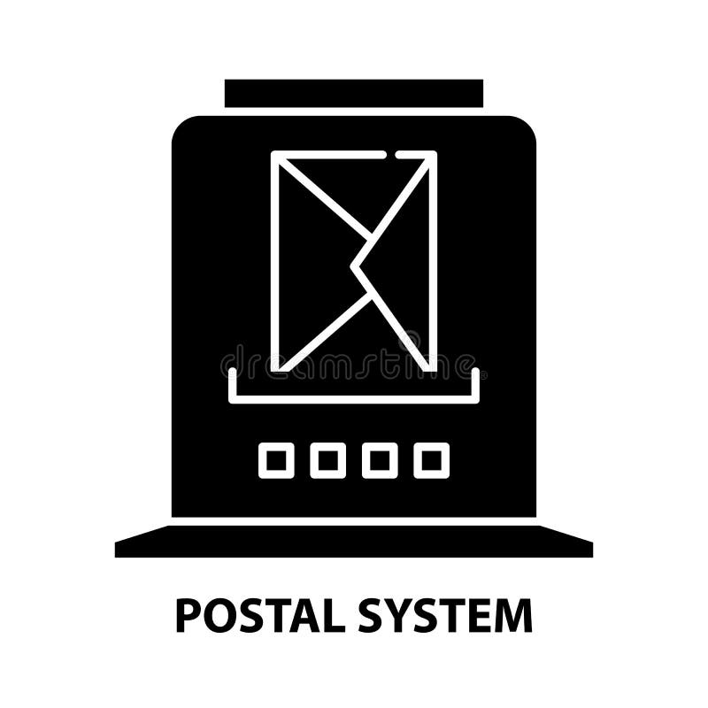 Postal System Icon, Black Vector Sign with Editable Strokes, Concept ...