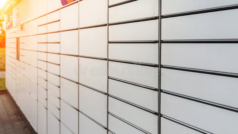 Postal Terminal. Post Delivery Automat Service and Hands with Parcel ...