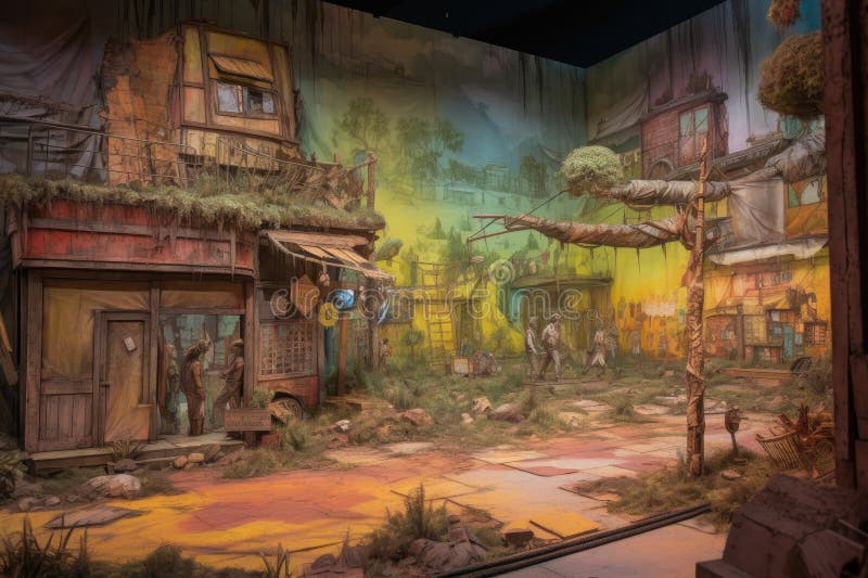 Postapocalyptic Wasteland, with Colorful Murals Depicting a Better ...