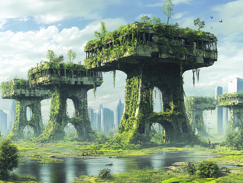 A Postapocalyptic World Where Nature Has Reclaimed the Ruins of a ...