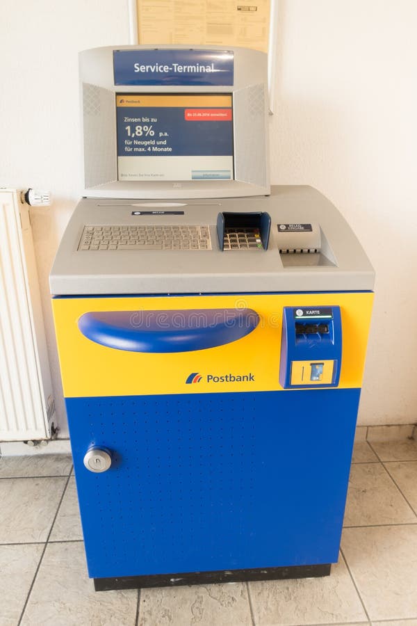 Postbank service terminal editorial photo. Image of copyspace - 42512486