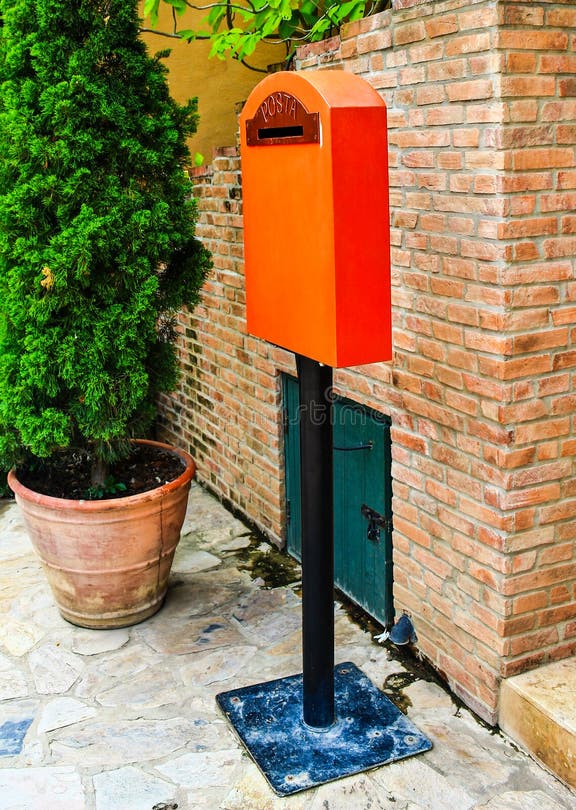 Postbox stock photo. Image of posta, mail, flowerpot - 33949278