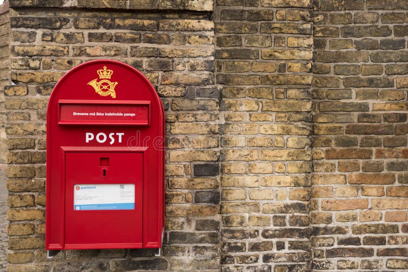 Two Red Postbox. Denmark a Black Wall. Denmark Editorial Photo - Image ...