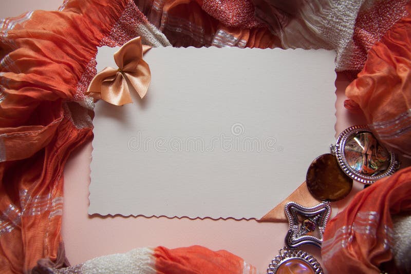 Postcard with beige bow stock image. Image of bright - 65152887
