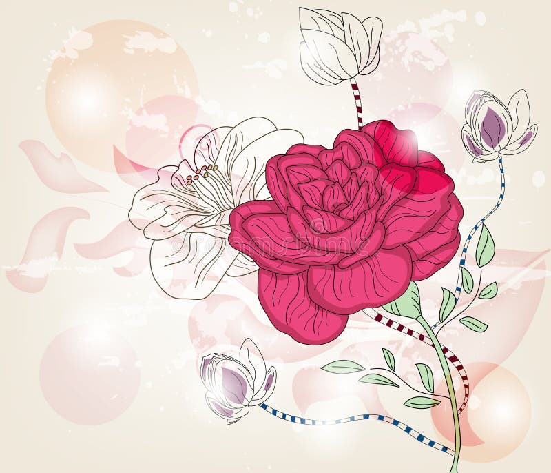 Postcard with big rose stock vector. Illustration of invitation - 22988807