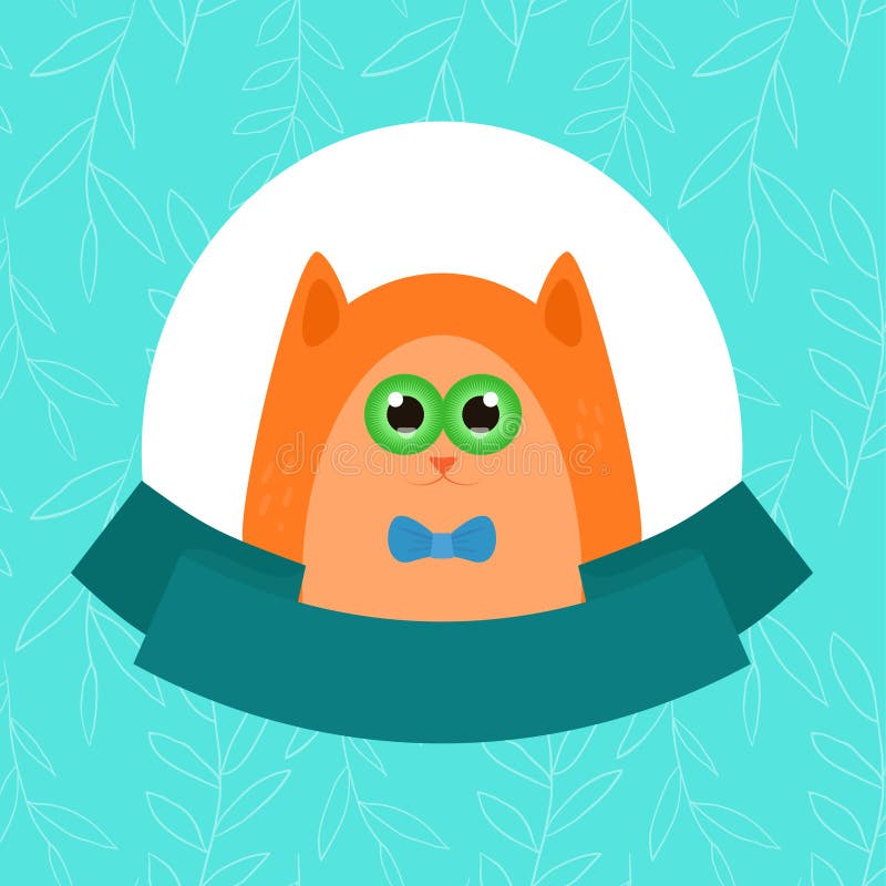 Postcard with Cartoon Cat and Ribbon Stock Vector - Illustration of ...