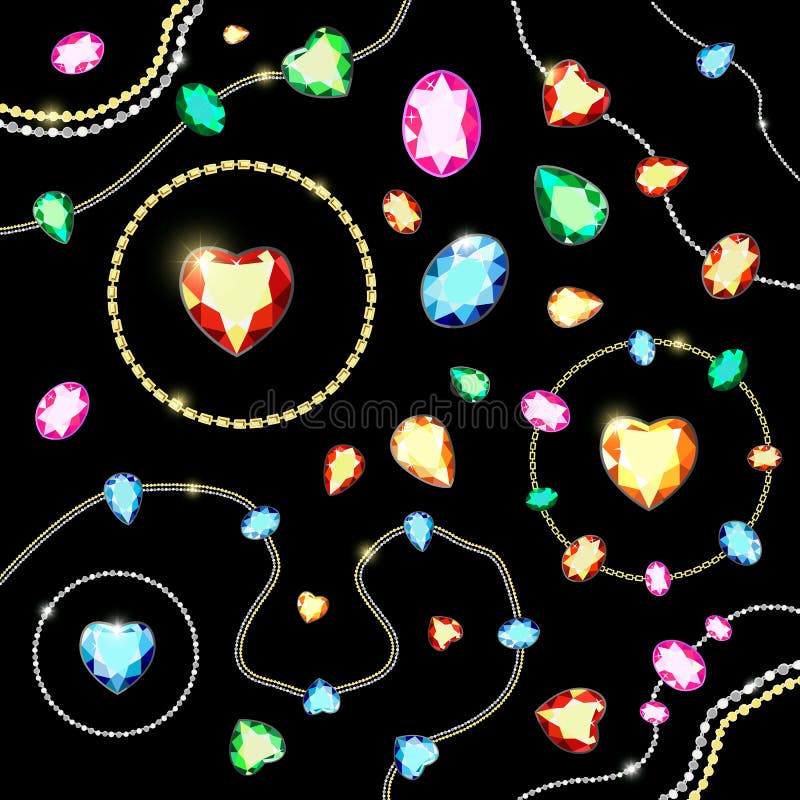 Postcard with Colorful Gems. Colored Gems of Different Cut Stock Vector ...