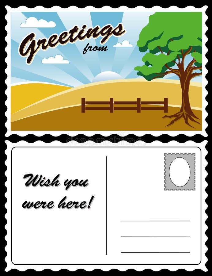 Postcard, Tropical Landscape Stock Vector - Illustration of beach ...