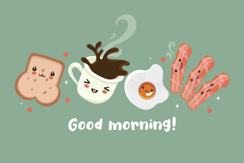 Postcard with a Cute Breakfast. Good Morning. Vector Graphics Stock ...