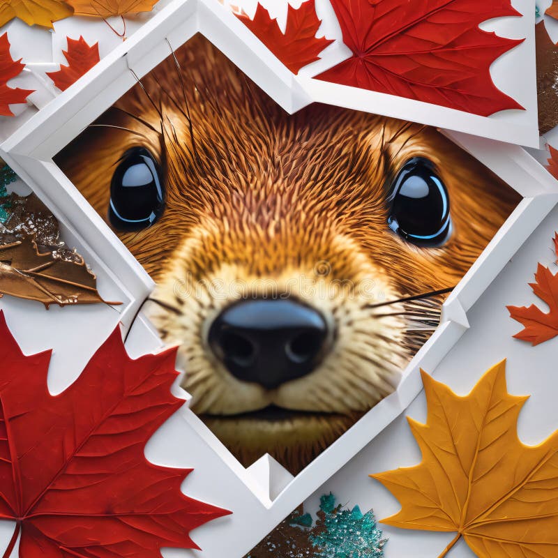 Postcard Dedicated To Canada Day. the Muzzle of an Animal between the ...