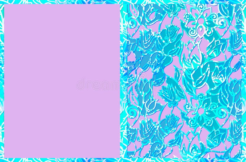 Postcard Design with Floral Pattern on Purple Background. it Can Be ...