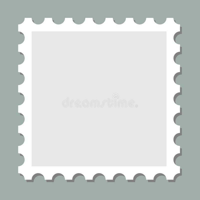 Postcard Empty Stamp Frame Vector. Square Toothed Border Blank Postage ...