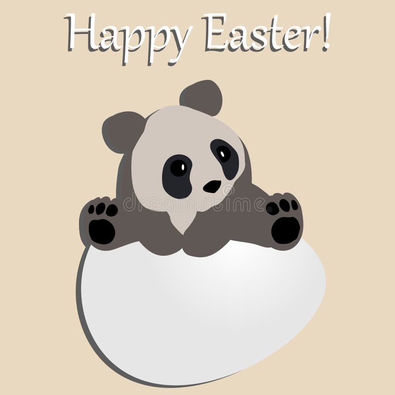 Postcard a Happy Easter. Festive Baby Poster Panda Bear on the E Stock ...