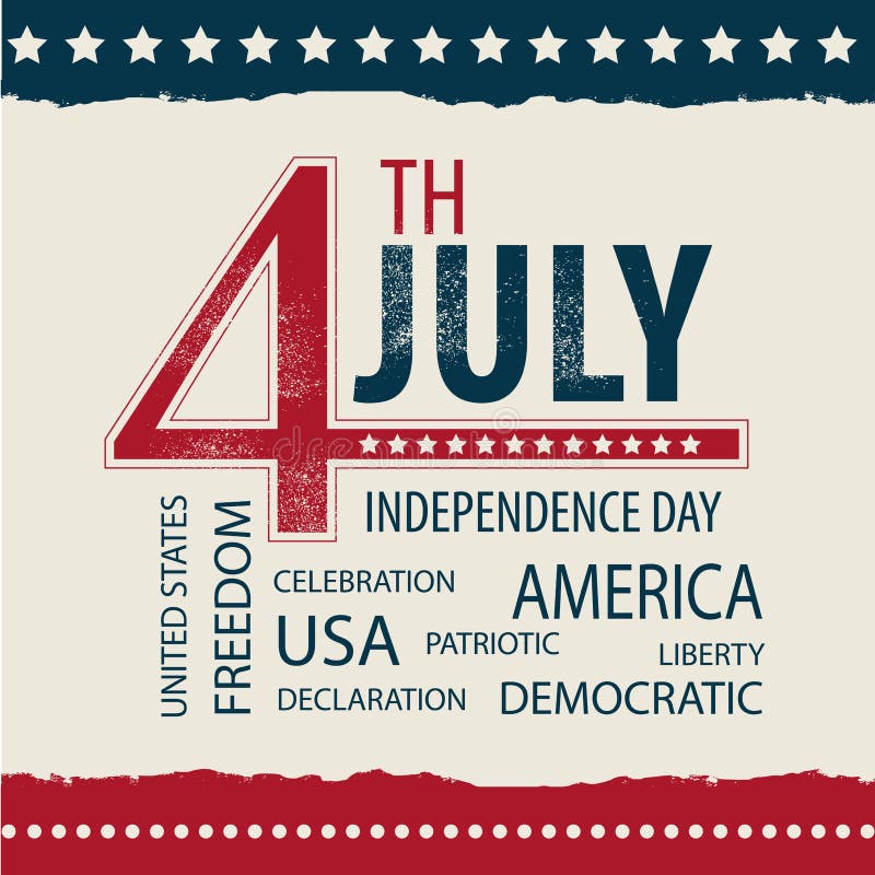 Postcard Independence Day USA July 4 with the Tag Cloud. Vector Stock ...