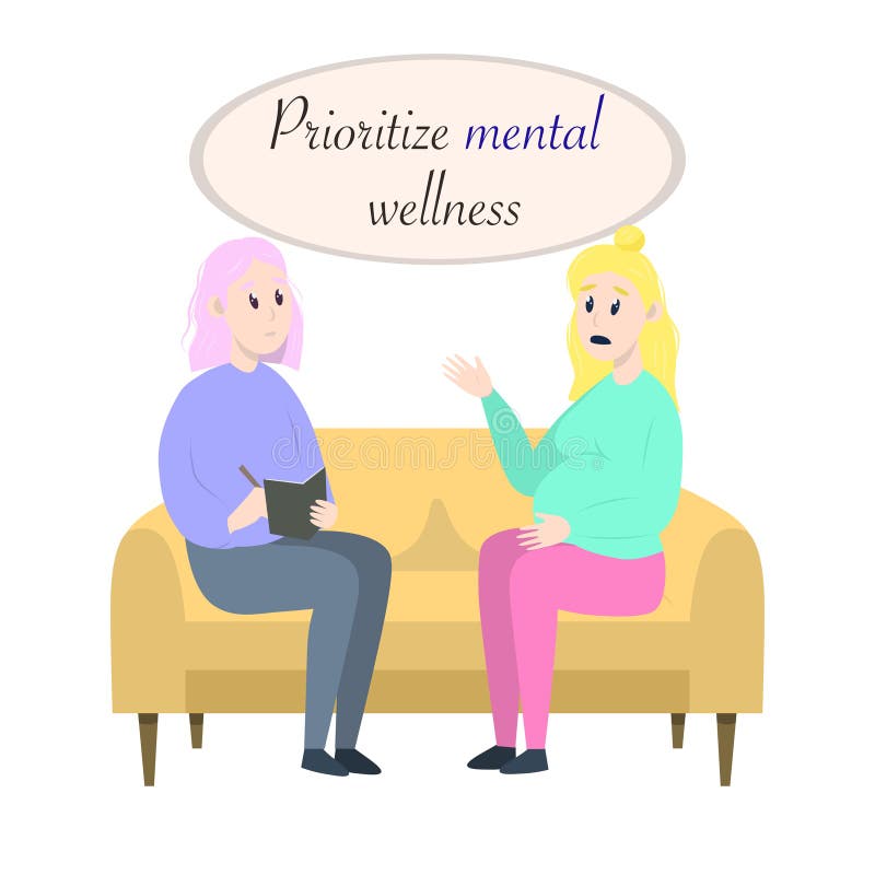 Postcard Psychotherapy Session Pregnant Woman Talking To Psychologist