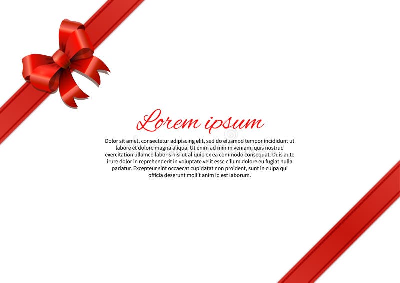 Postcard with Red Bow and Text Template Stock Illustration ...