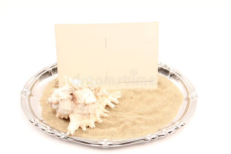 Postcard and shell stock image. Image of holiday, sand - 27849275