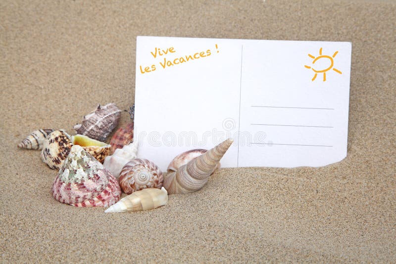 Postcard and Shells on the Sand Stock Image - Image of summer ...
