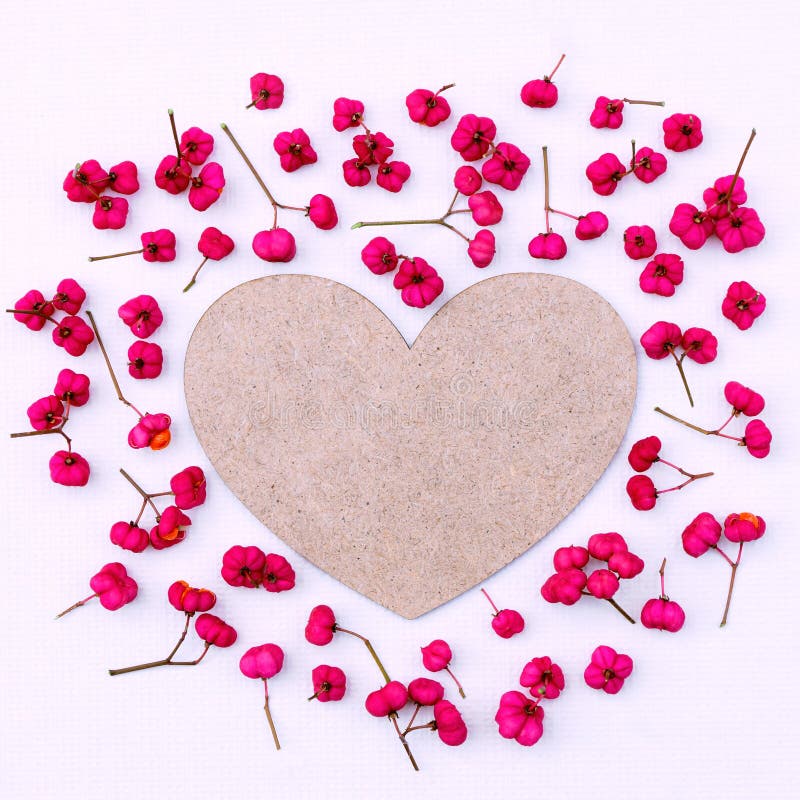 Postcard with Small Red Flowers and a Heart Stock Photo - Image of ...