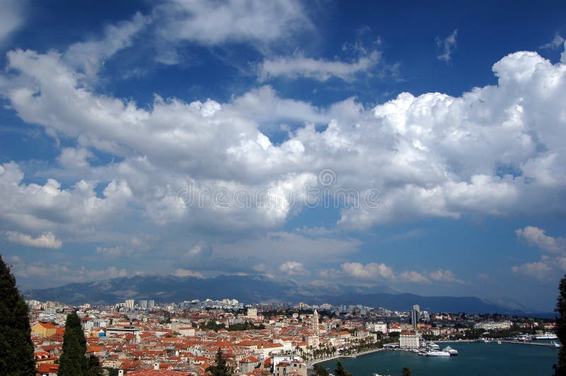 Postcard from Split , Croatia Stock Image - Image of location, cloud ...