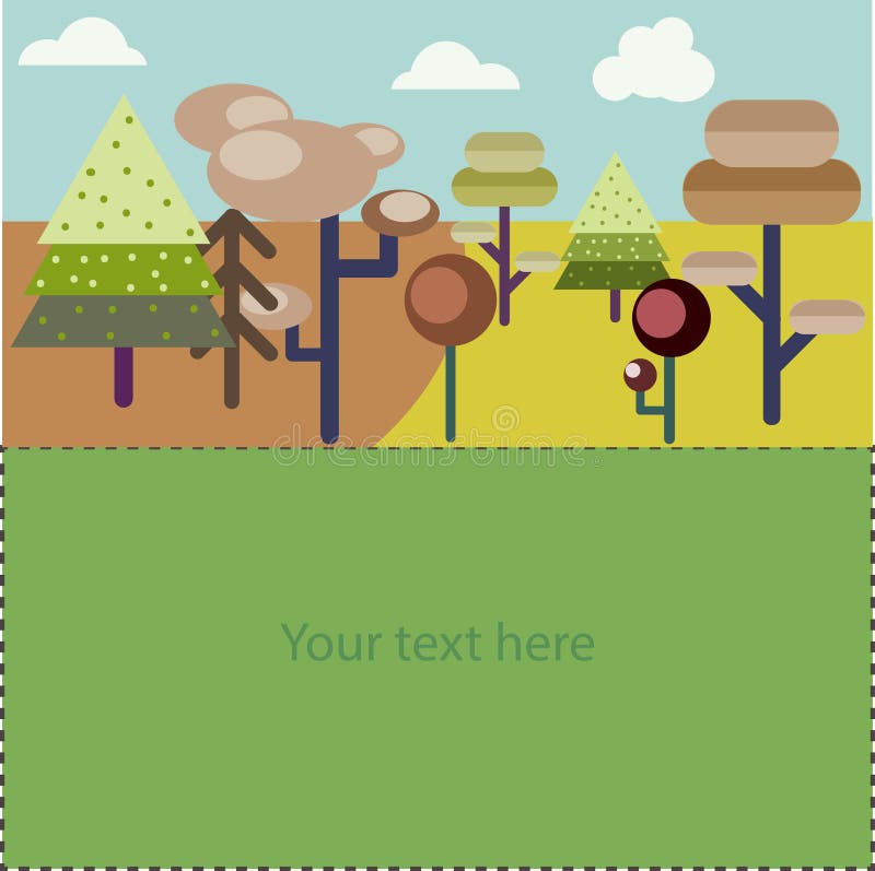 Postcard Template with Autumn Forest Stock Vector - Illustration of ...