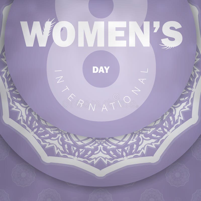 Postcard Template March 8 in Purple Color with a Luxurious White ...
